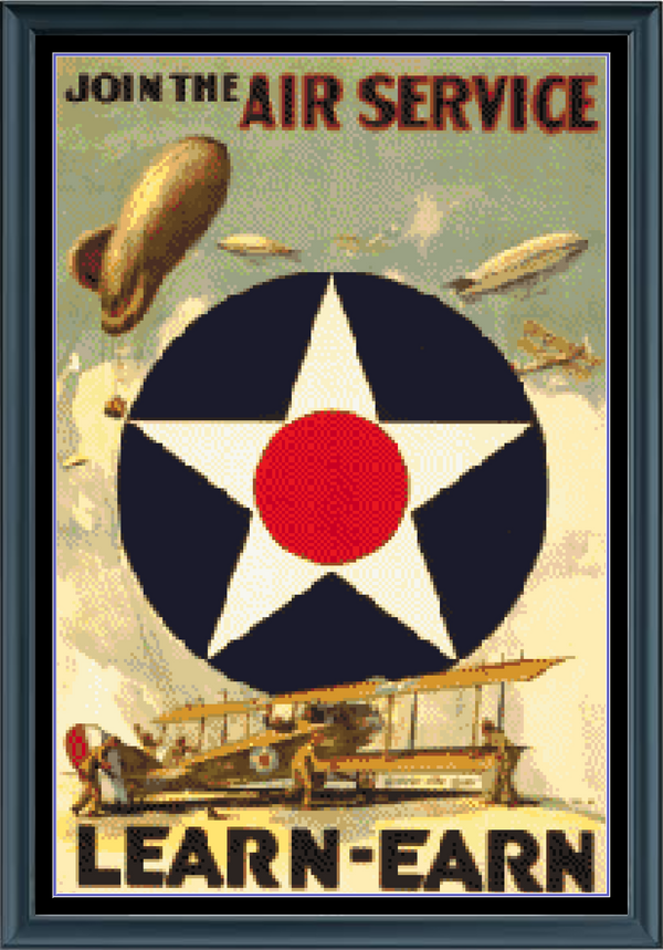 America Military Air Force Vintage War Poster Counted Cross Stitch Pat ...