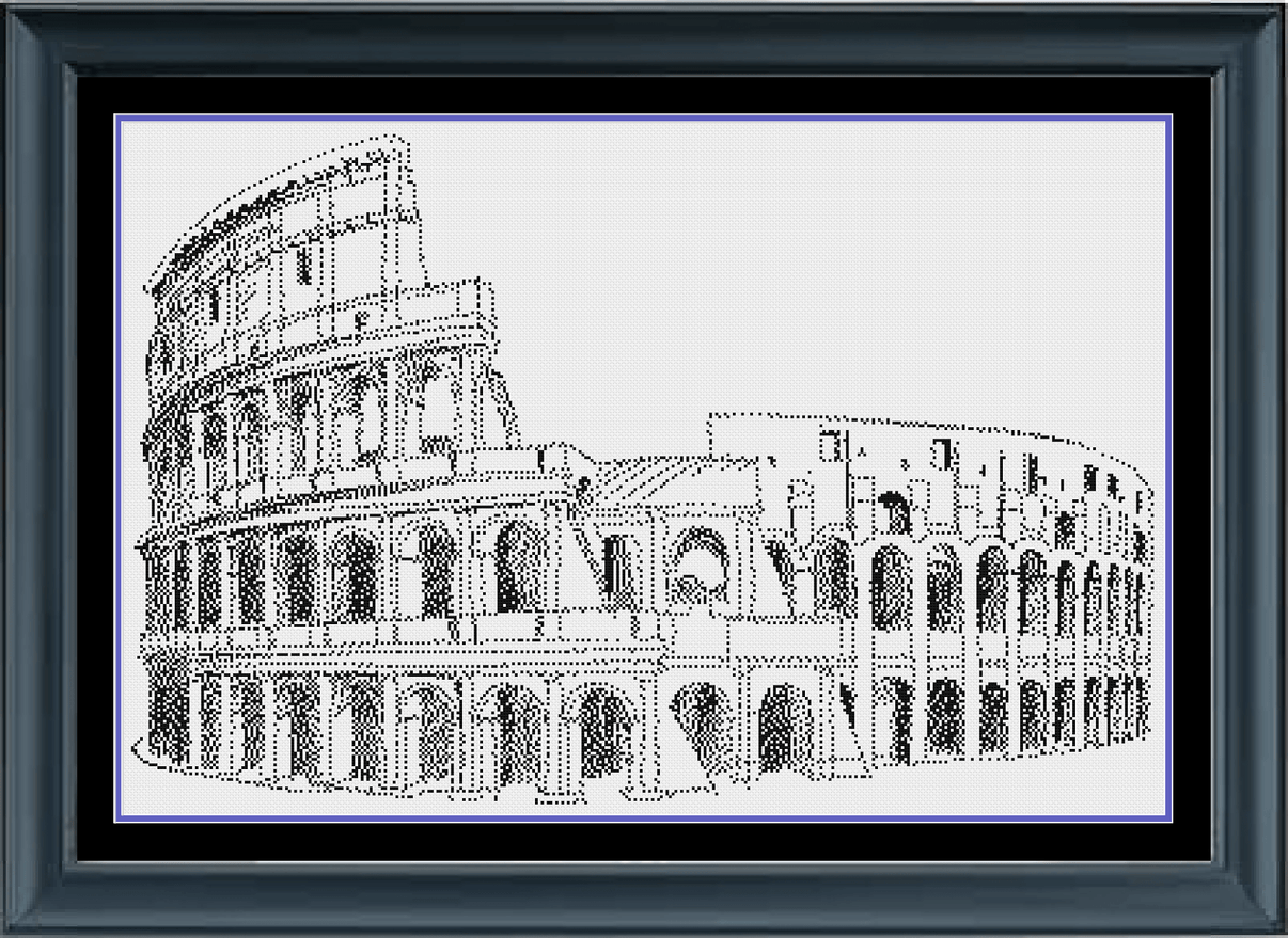 Ancient Rome Coliseum Italy Counted Cross Stitch Pattern | Monochrome ...