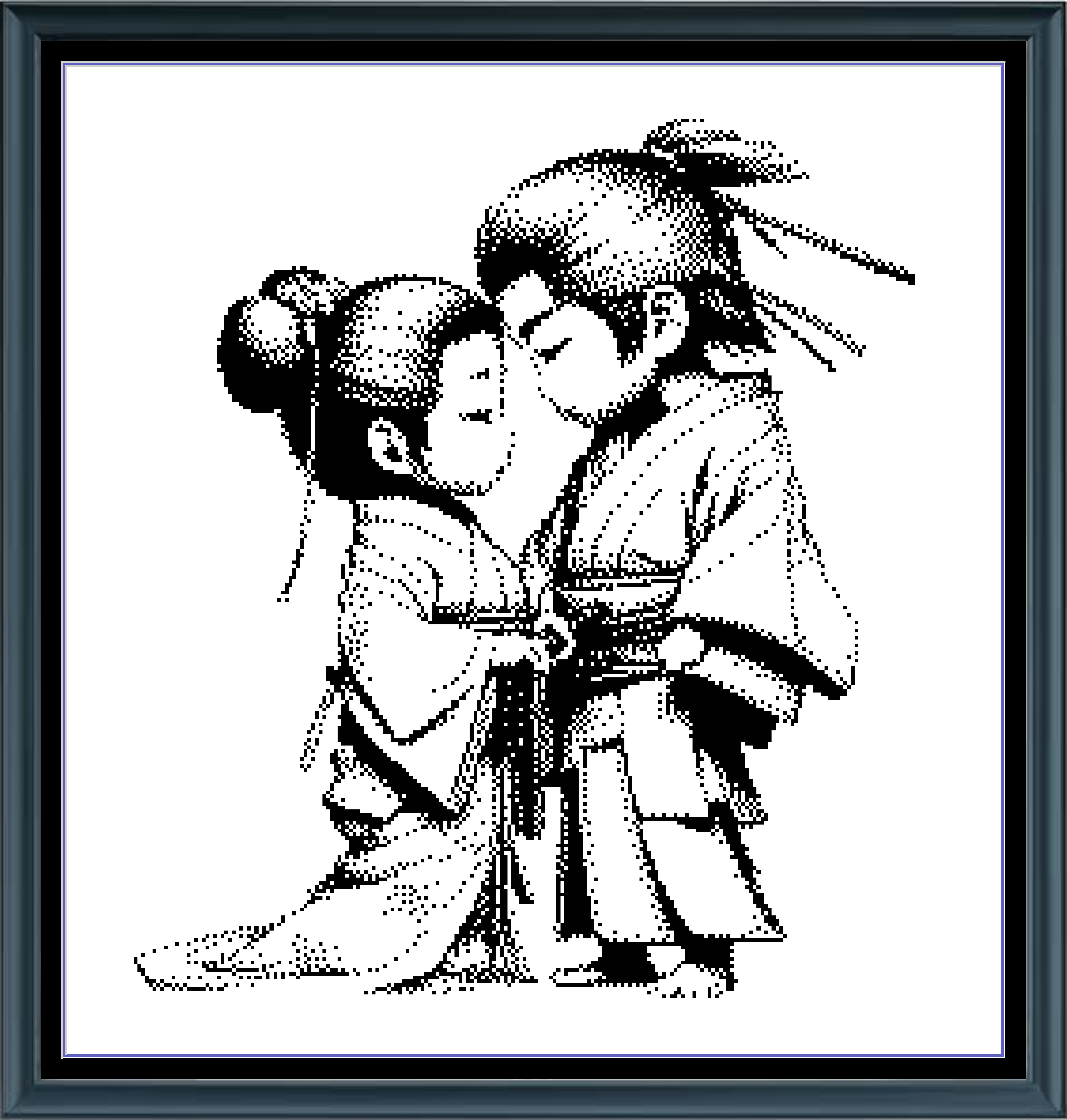 Anime Couple Japanese Monochrome Counted Cross Stitch Pattern Digital ...