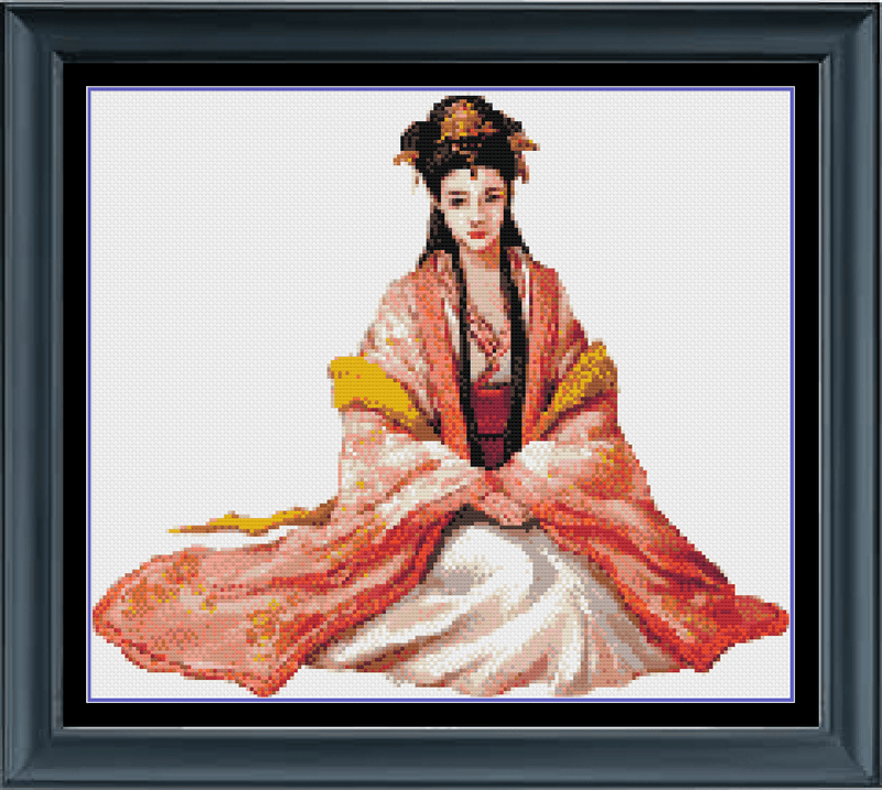 Asian Princess Counted Cross Stitch Pattern | Asian Cross Stitch Patte ...