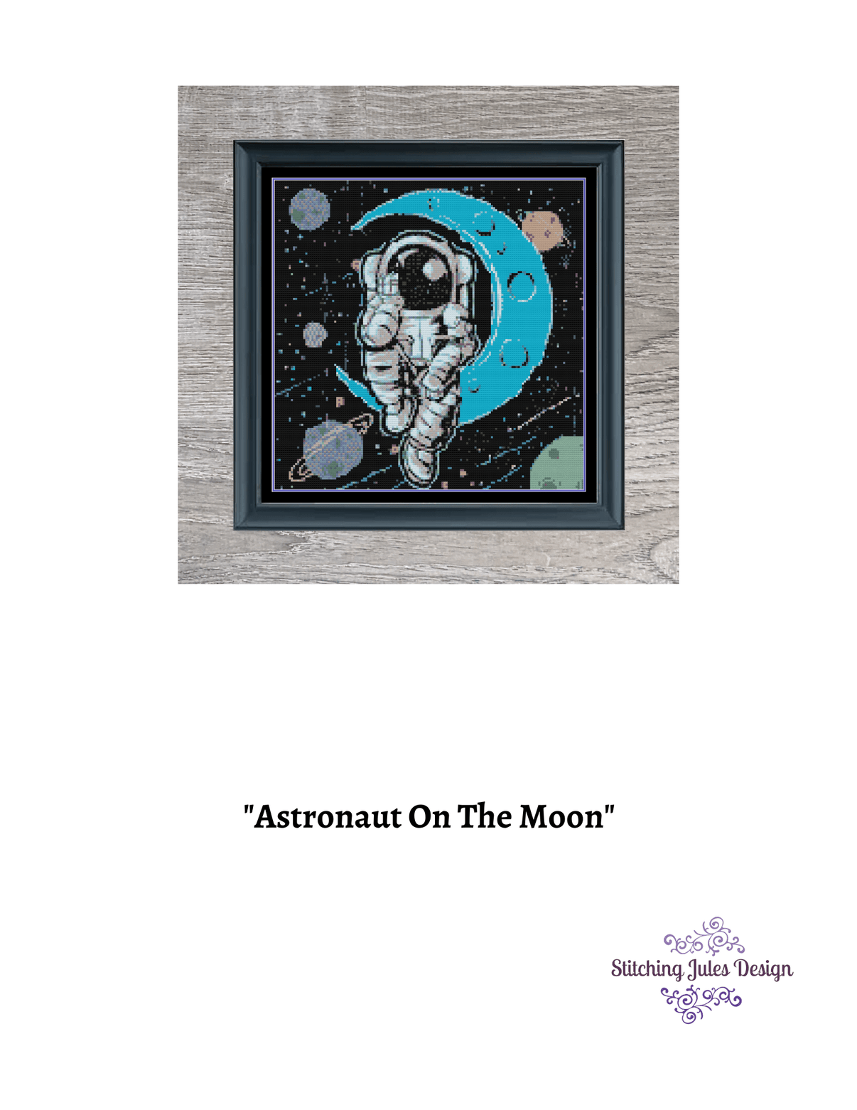 Astronaut Moon Counted Cross Stitch Pattern | Instant PDF Download ...