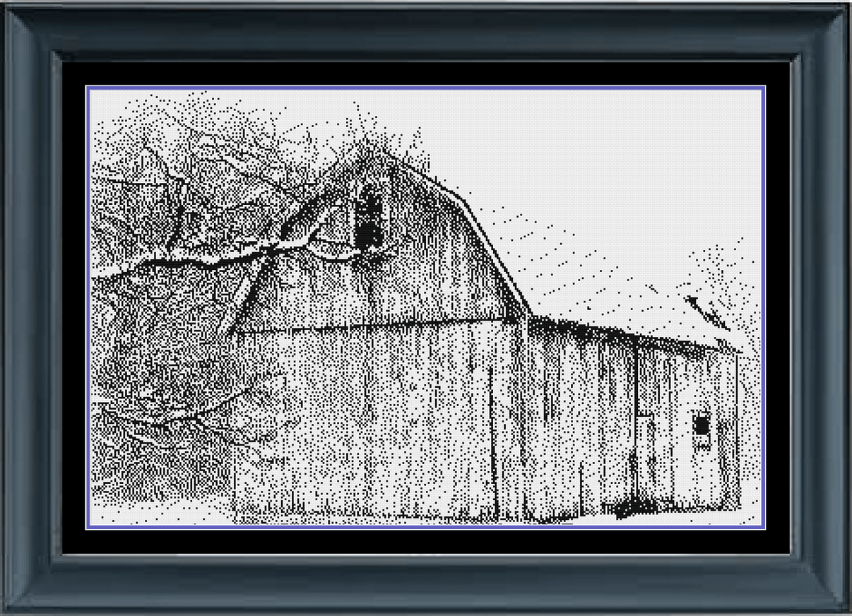 Winter Barn Cross Stitch Pattern | Farm Cross Stitch Pattern | Monochr ...