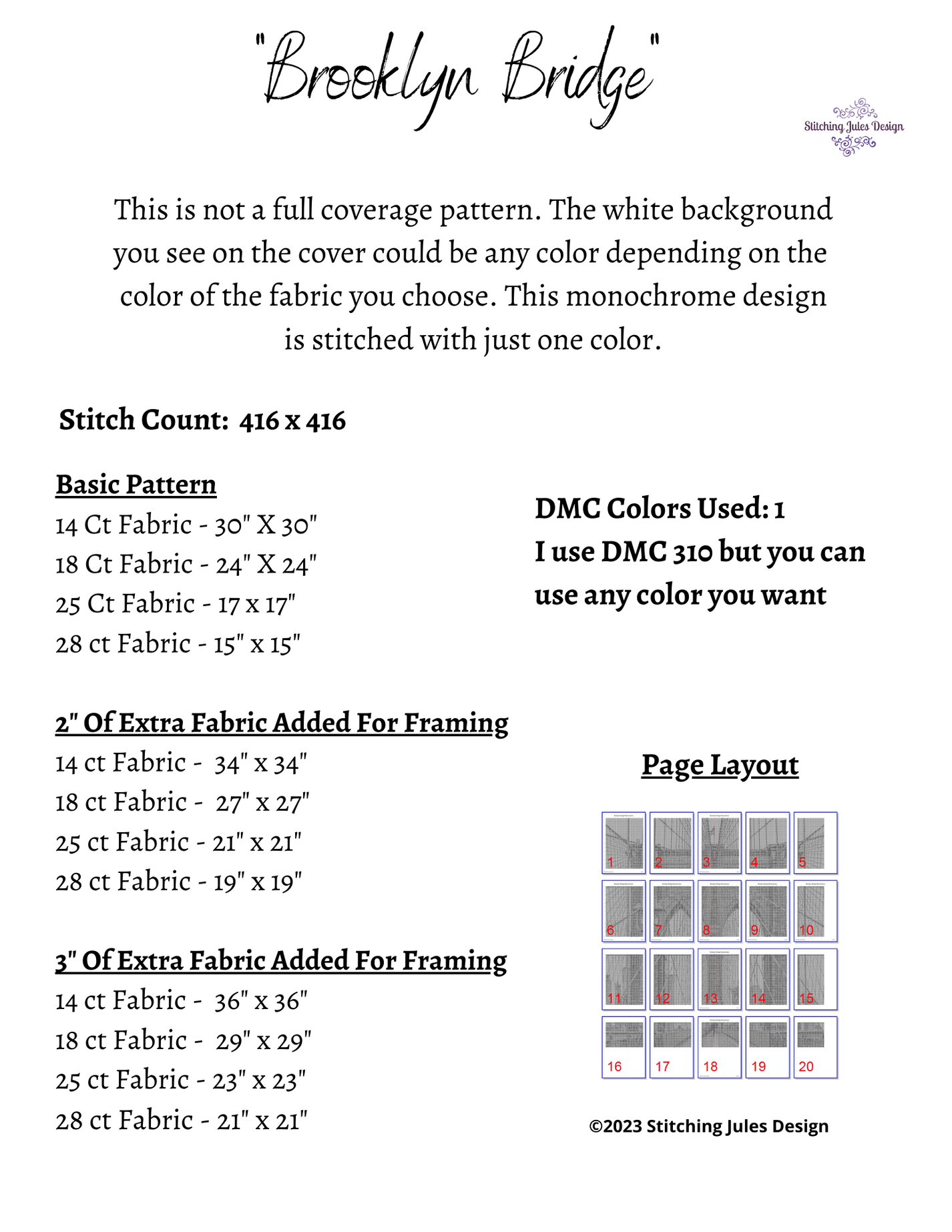 Brooklyn Bridge Cross Stitch Pattern | NYC Cross Stitch Pattern | Blac ...