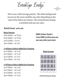 Brooklyn Bridge Cross Stitch Pattern | NYC Cross Stitch Pattern | Blac ...