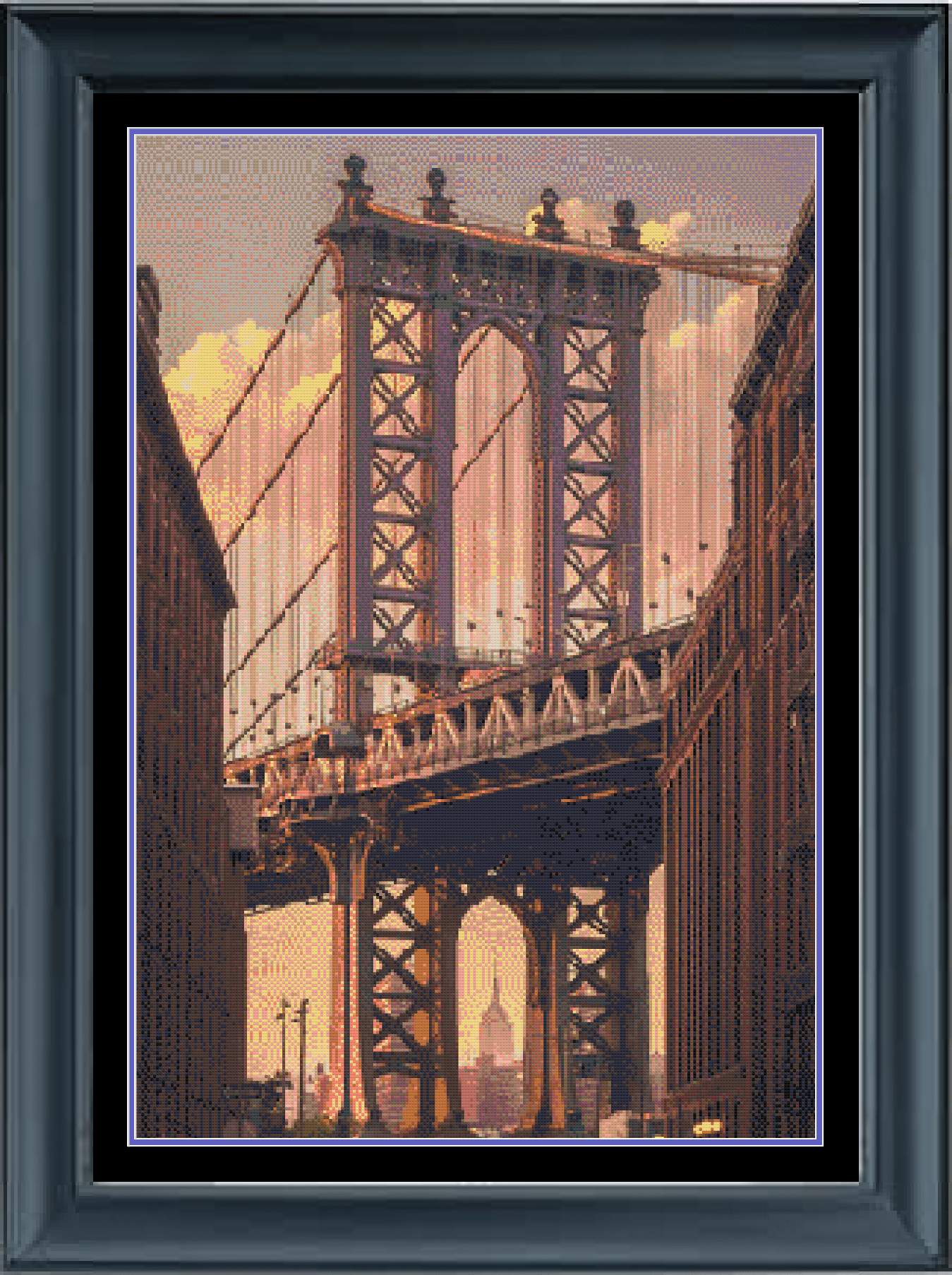 Manhattan Bridge Full Coverage Counted Cross Stitch Pattern PDF Downlo ...
