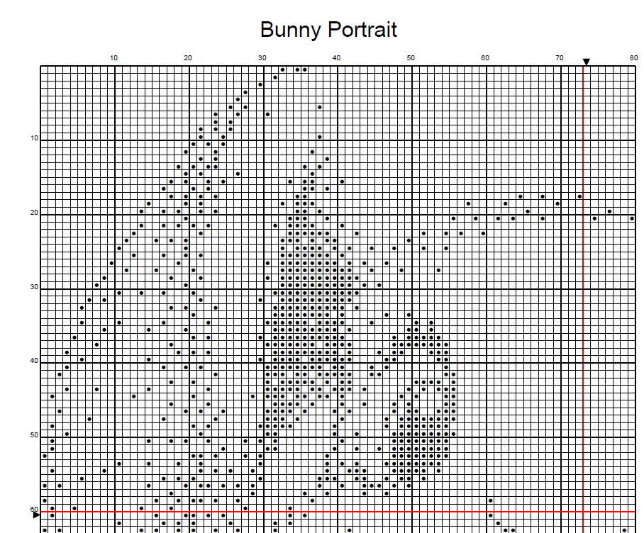 Bunny Rabbit Portrait Monochrome Animal Counted Cross-Stitch Pattern ...