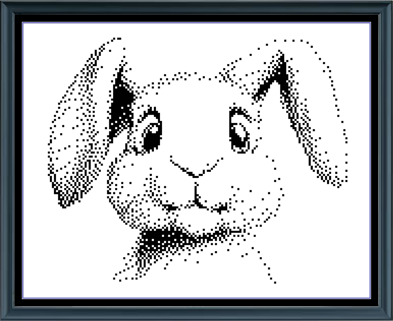 Bunny Rabbit Portrait Monochrome Animal Counted Cross-Stitch Pattern ...