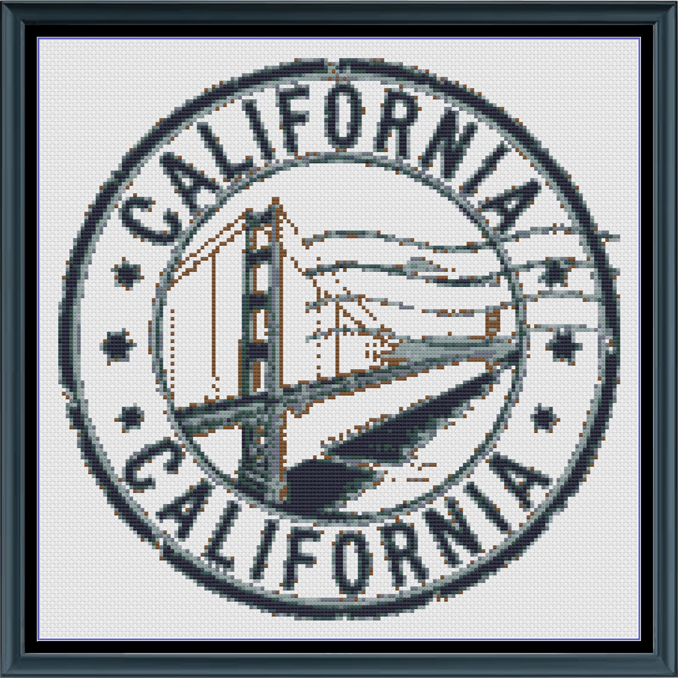 California Golden Gate Bridge US State Counted Cross Stitch Pattern ...