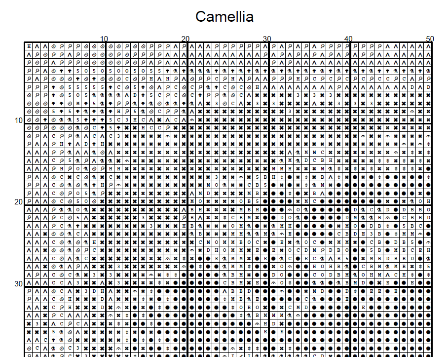 Camellia Winter Flower Full Coverage Counted Cross-Stitch Pattern (Dig ...