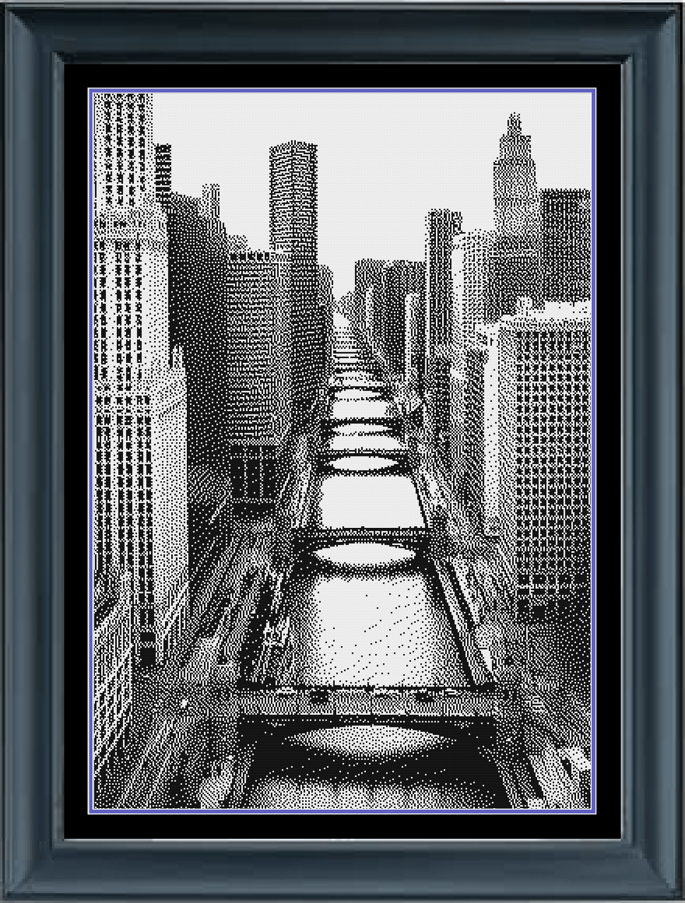 Chicago Riverwalk Counted Cross-Stitch Pattern | Monochrome Cross Stit ...