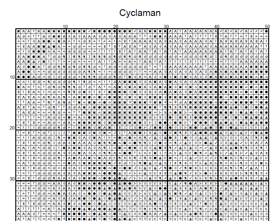 Cyclaman Winter Flower Full Coverage Counted Cross-Stitch Pattern (Dig ...