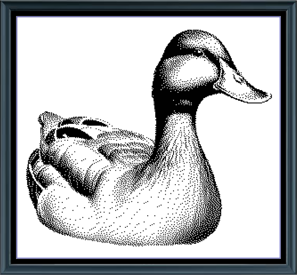 Duck Mallard Bird Wildlife Hunting Monochrome Blackwork Counted Cross ...