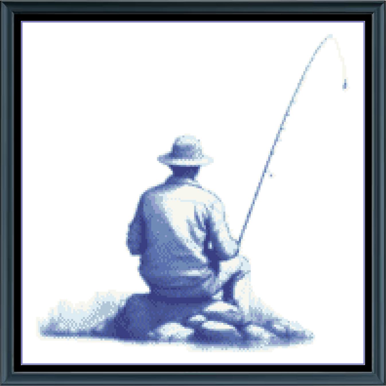 Fisherman Fishing Father Grandfather Counted Cross-Stitch Pattern Digi ...