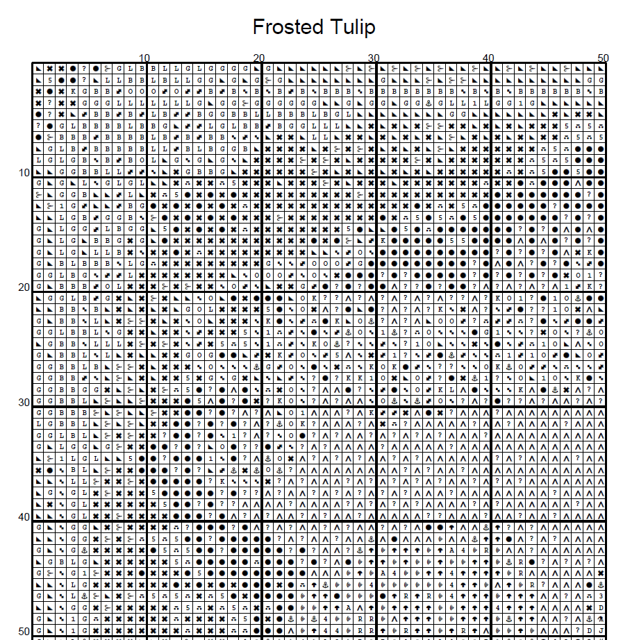 Frosted Tulip Winter Flower Full Coverage Counted Cross-Stitch Pattern ...