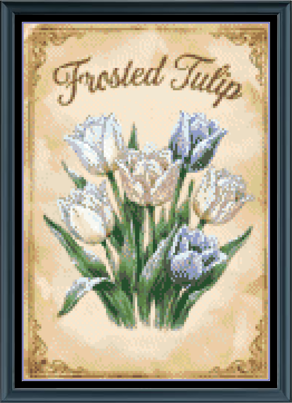 Frosted Tulip Winter Flower Full Coverage Counted Cross-Stitch Pattern ...