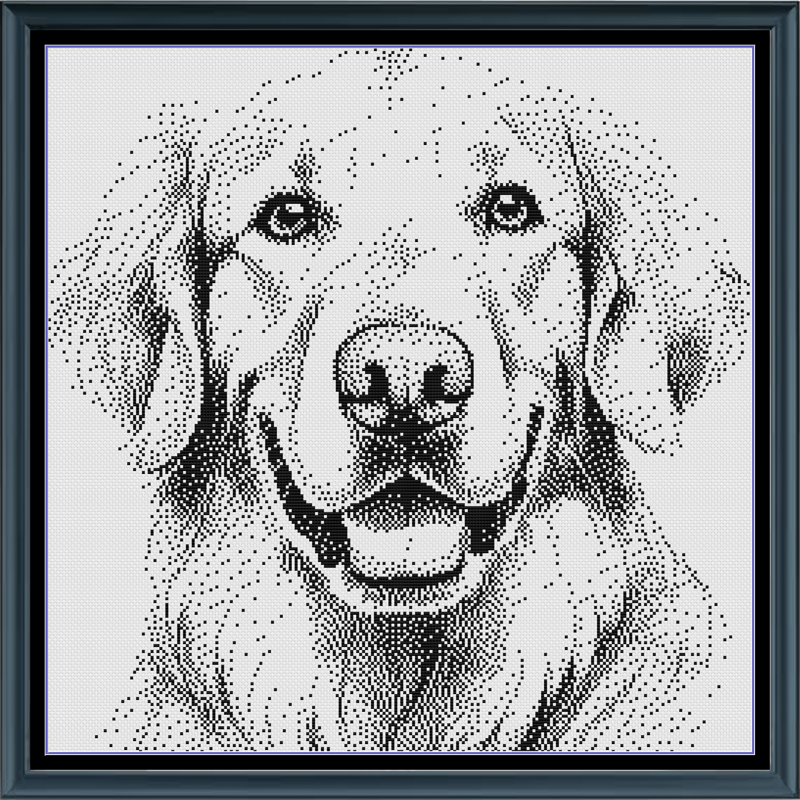 Golden Retriever Dog Monochrome Counted Cross-Stitch Pattern | Embroid ...