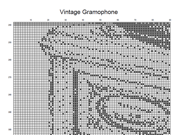 Gramophone Cross Stitch Pattern | Record Player Cross Stitch Pattern ...