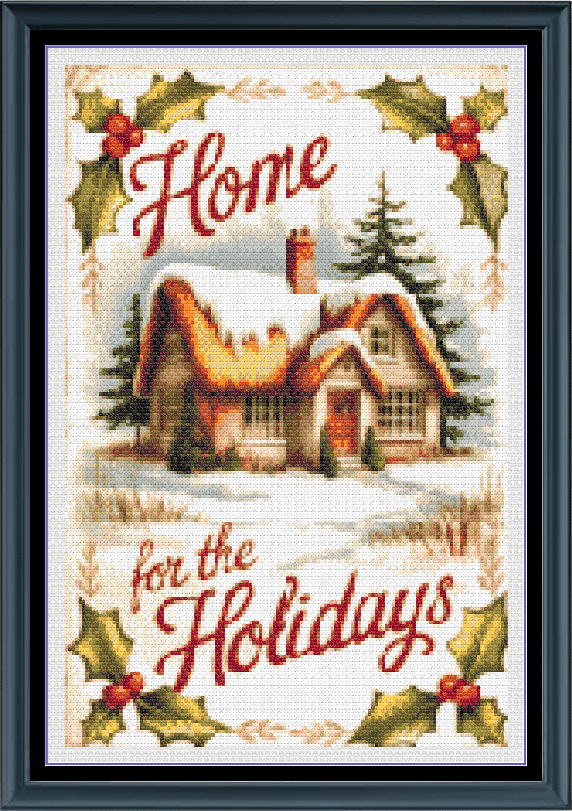Home For The Holidays Christmas Winter Full Coverage Counted Cross-Sti ...