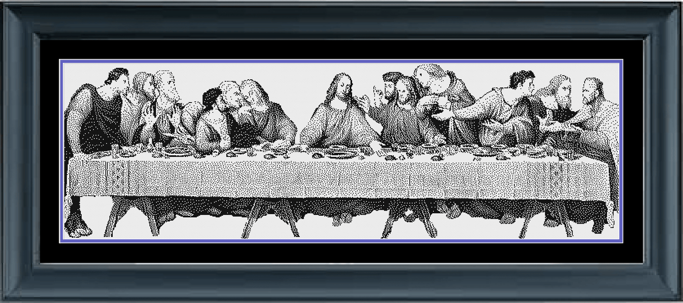 Last Supper Table Only Counted Cross Stitch Pattern | Monochrome Black ...