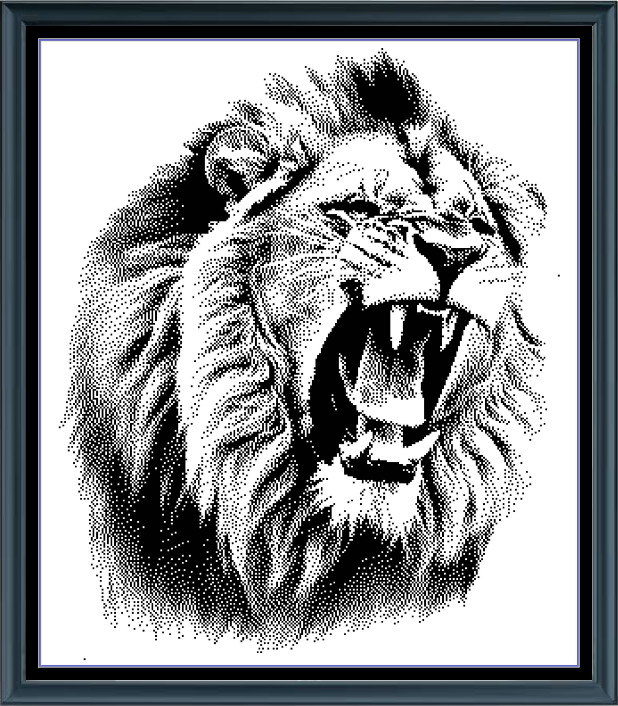 Lion Wild Animal Wildlife Monochrome Counted Cross Stitch Pattern Digi ...