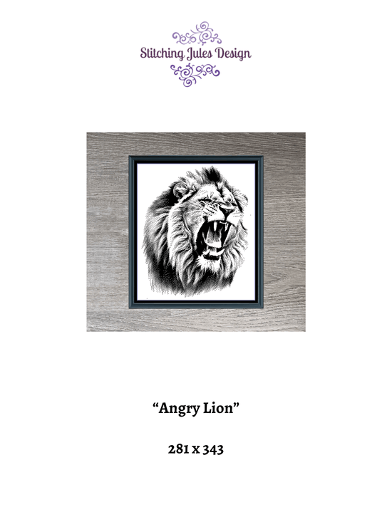 Lion Wild Animal Wildlife Monochrome Counted Cross Stitch Pattern Digi ...