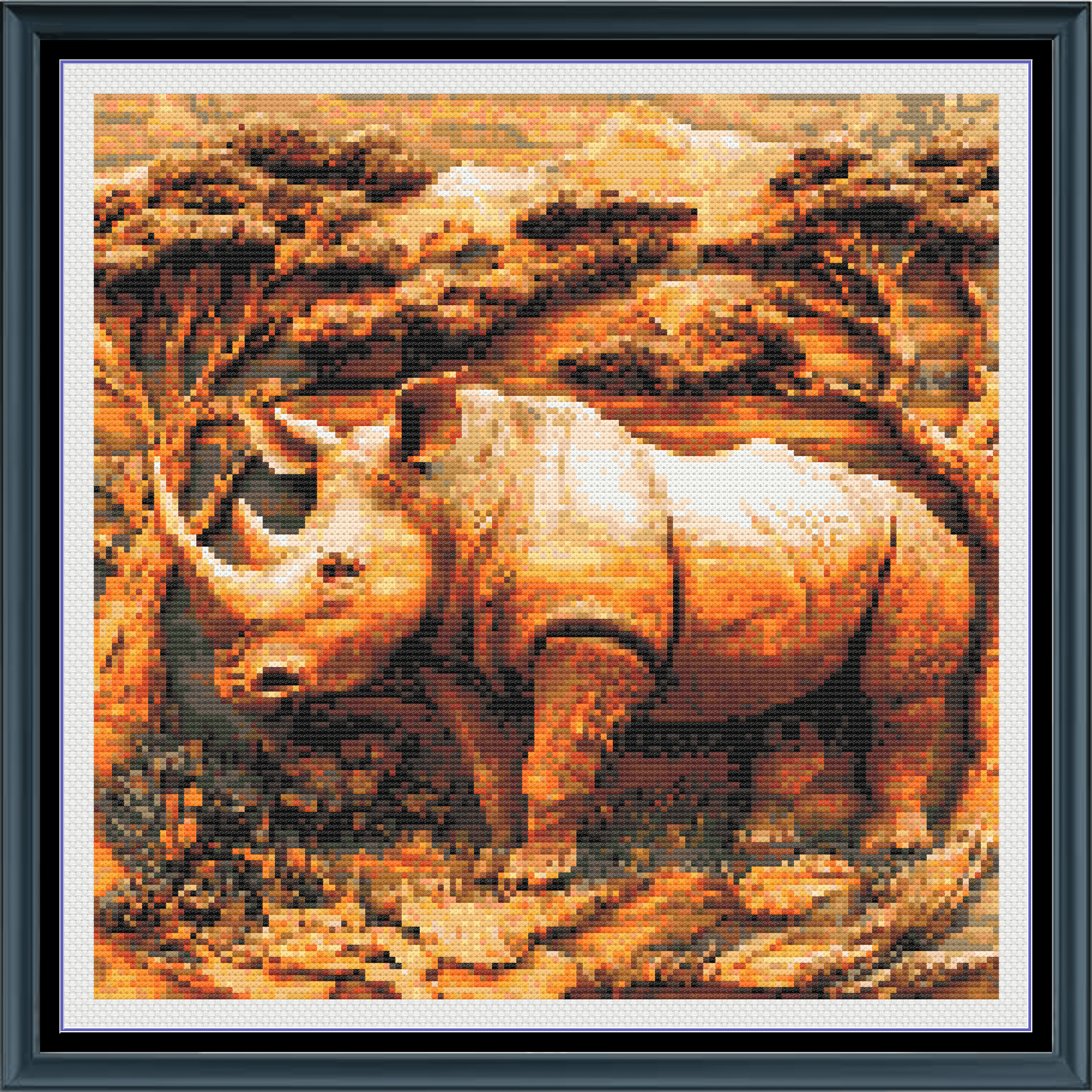 Medium Rhino Wildlife Engraving Full Coverage Counted Cross-Stitch Pat ...