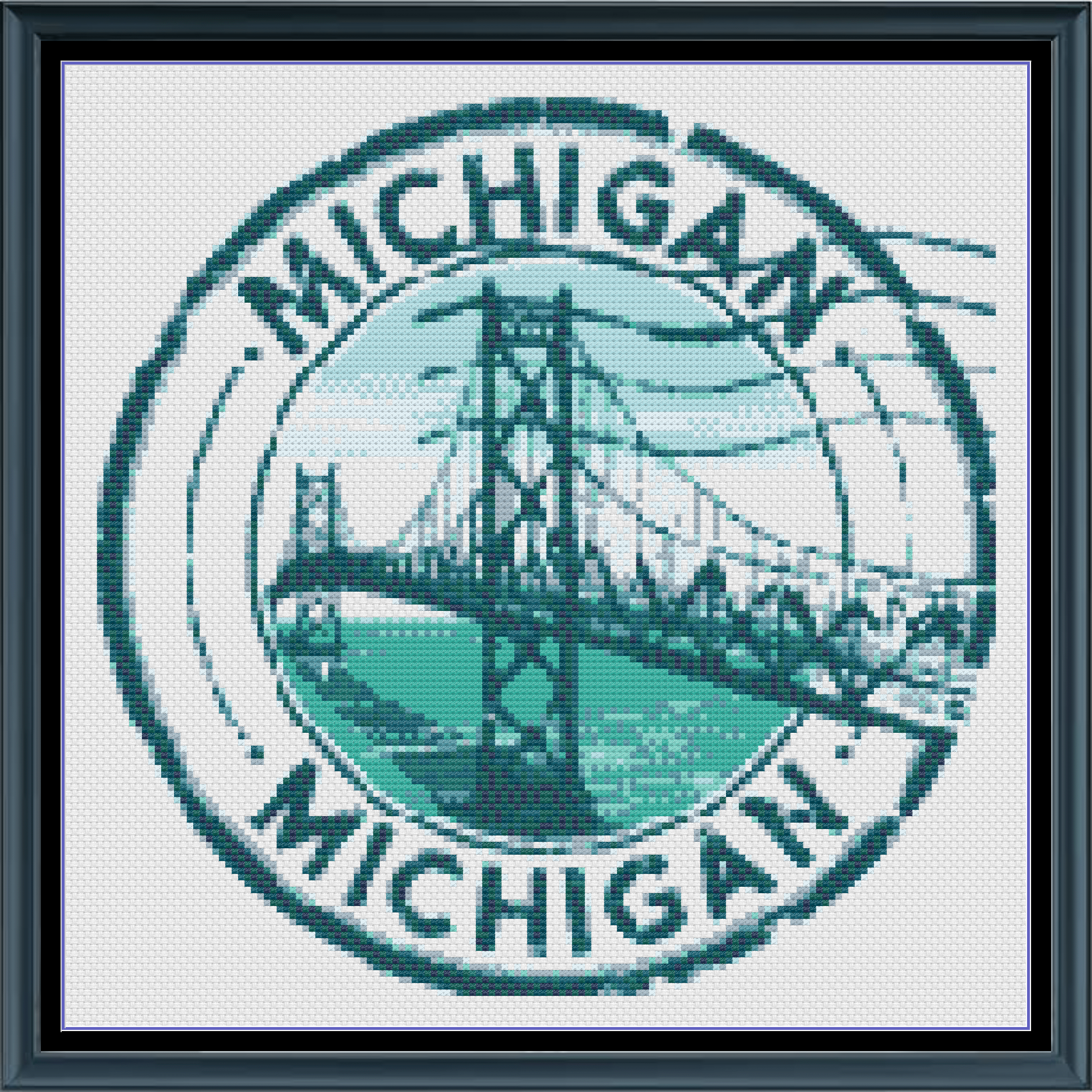 Michigan State Stamp US America Counted Cross-Stitch Pattern | Instant ...