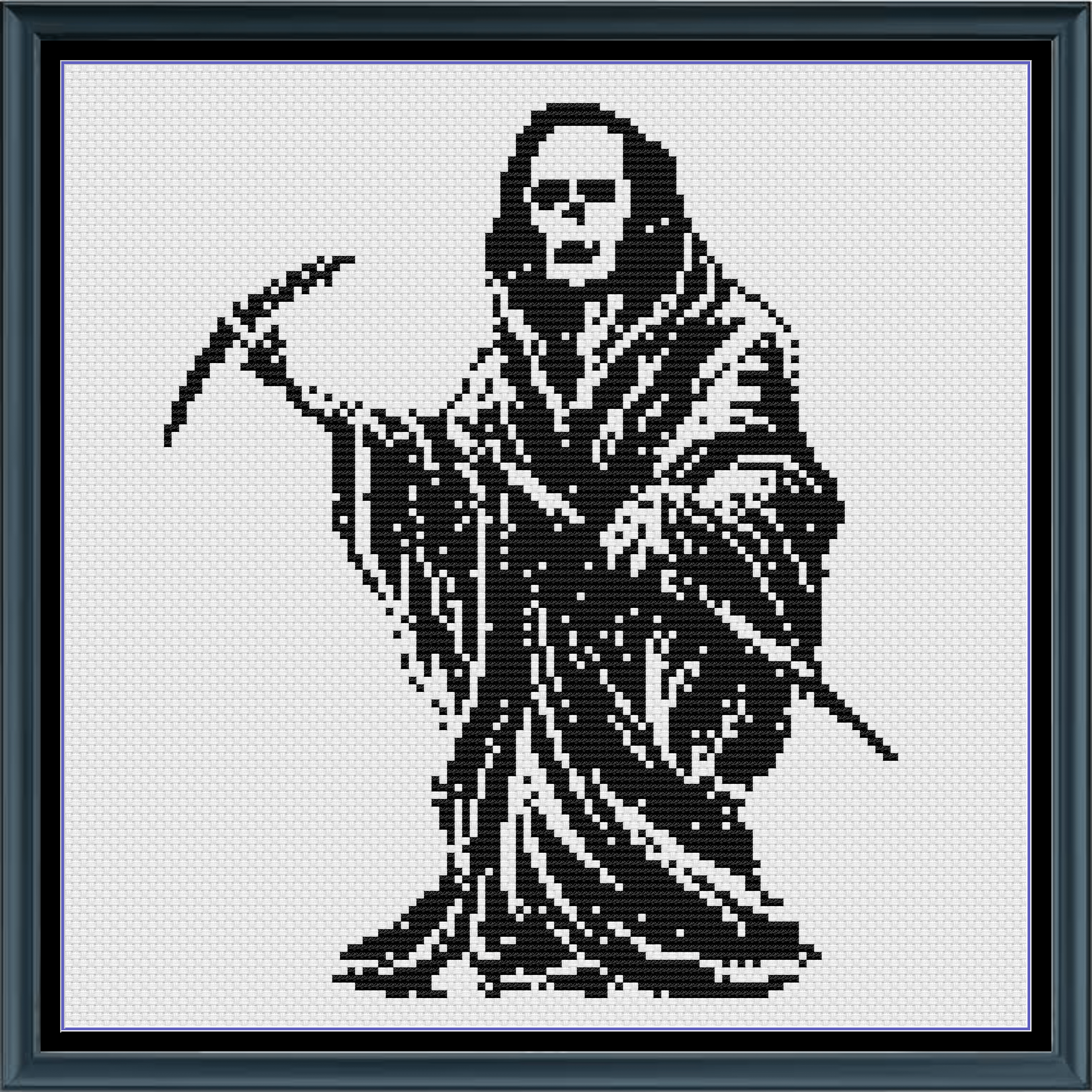 Mini Angel 0f Death Grim Reaper Monochrome Counted Cross-Stitch Patter ...