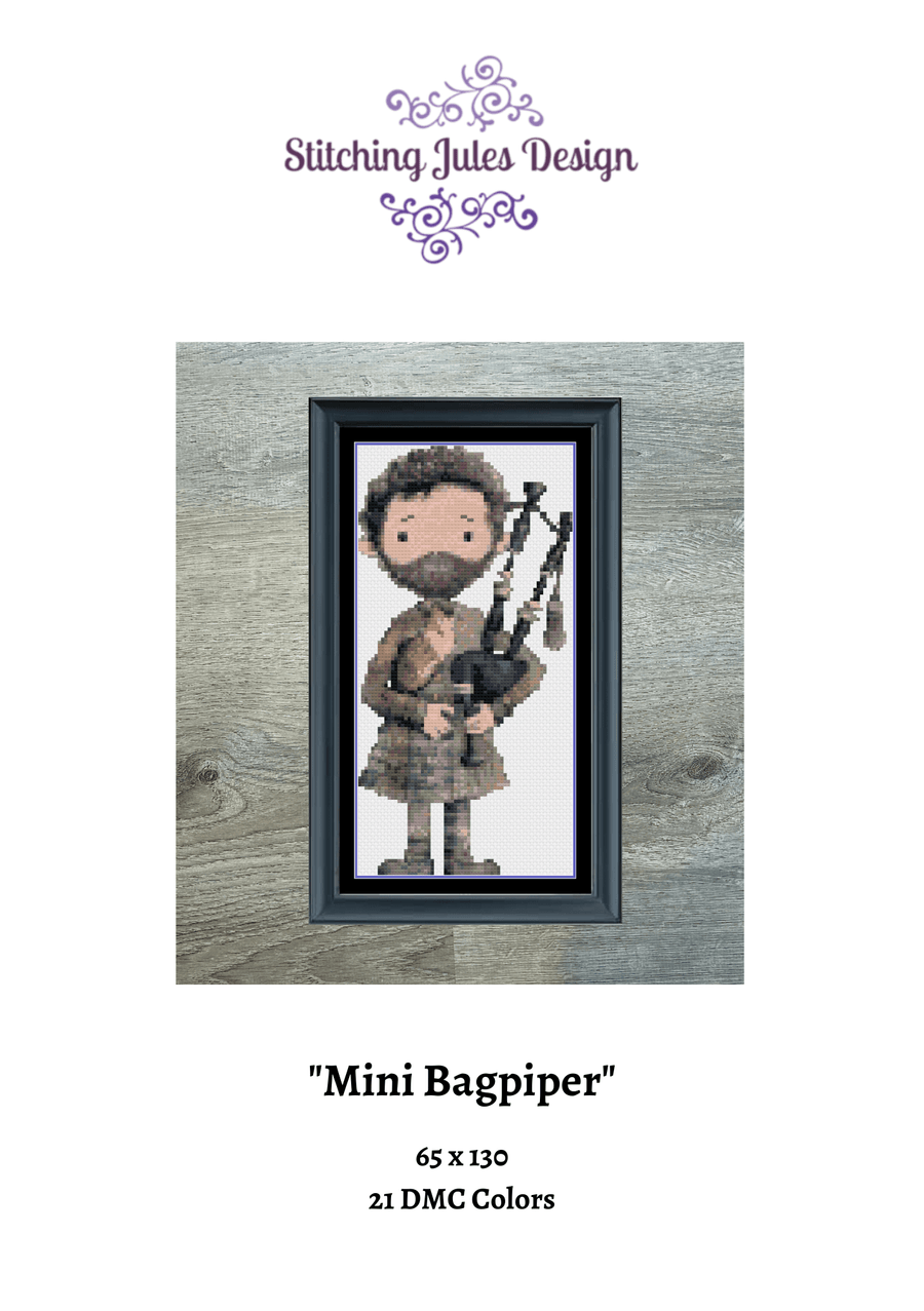 Mini Bagpiper Counted Cross Stitch Patterns | Scotland | Musician | In ...
