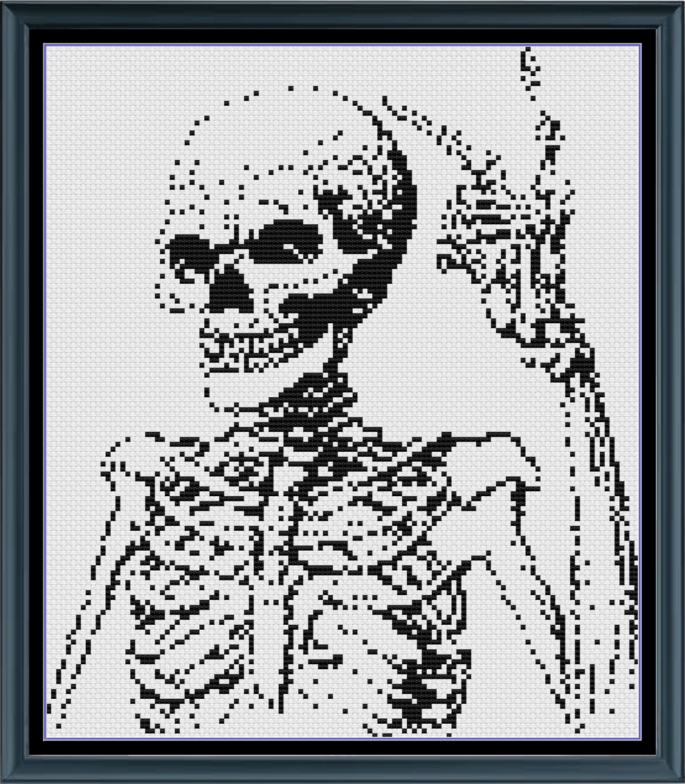 Mini Skeleton Peace Sign Monochrome Counted Cross-Stitch Pattern | Ins ...