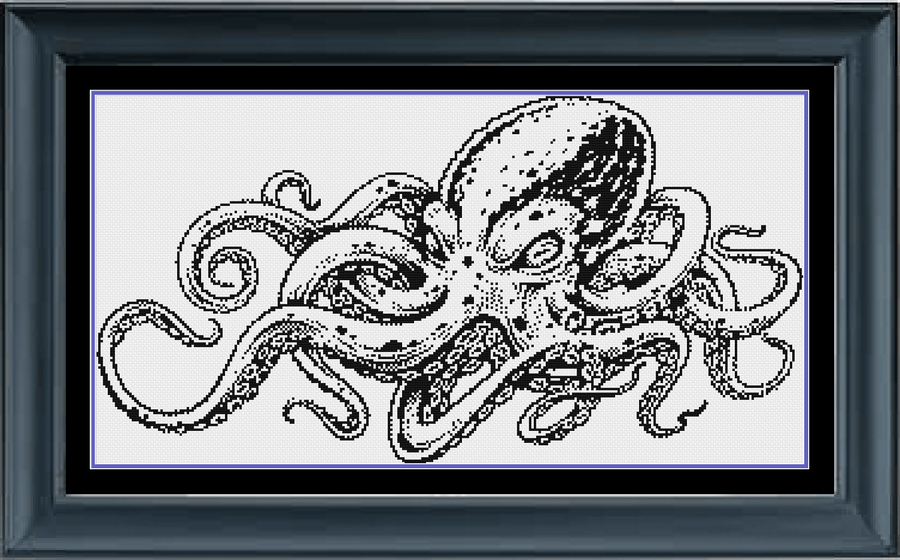 Octopus Cross Stitch Pattern | Blackwork Cross Stitch Pattern | Instan ...