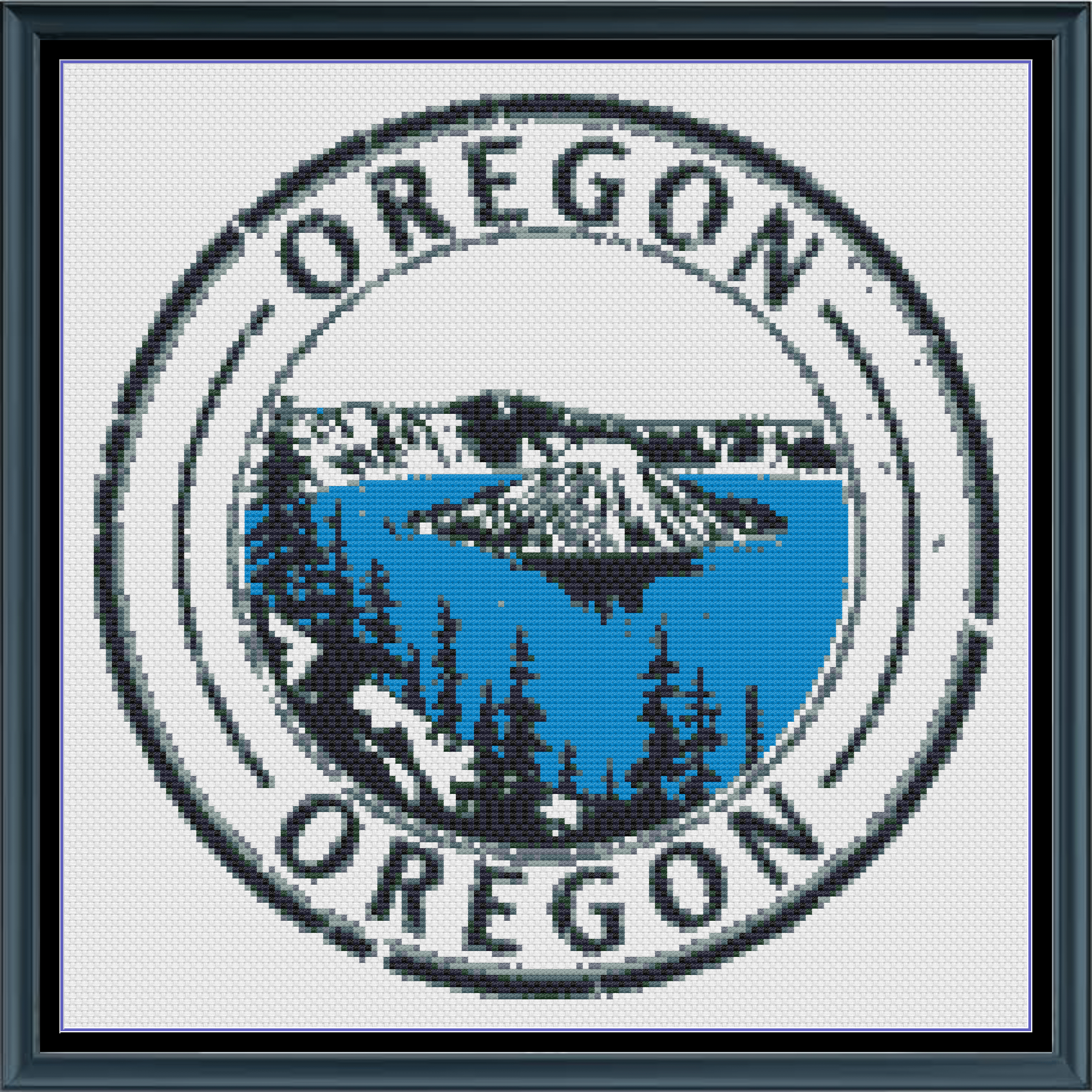 Oregon Crater Lake US State Counted Cross Stitch Pattern | Instant Dow ...