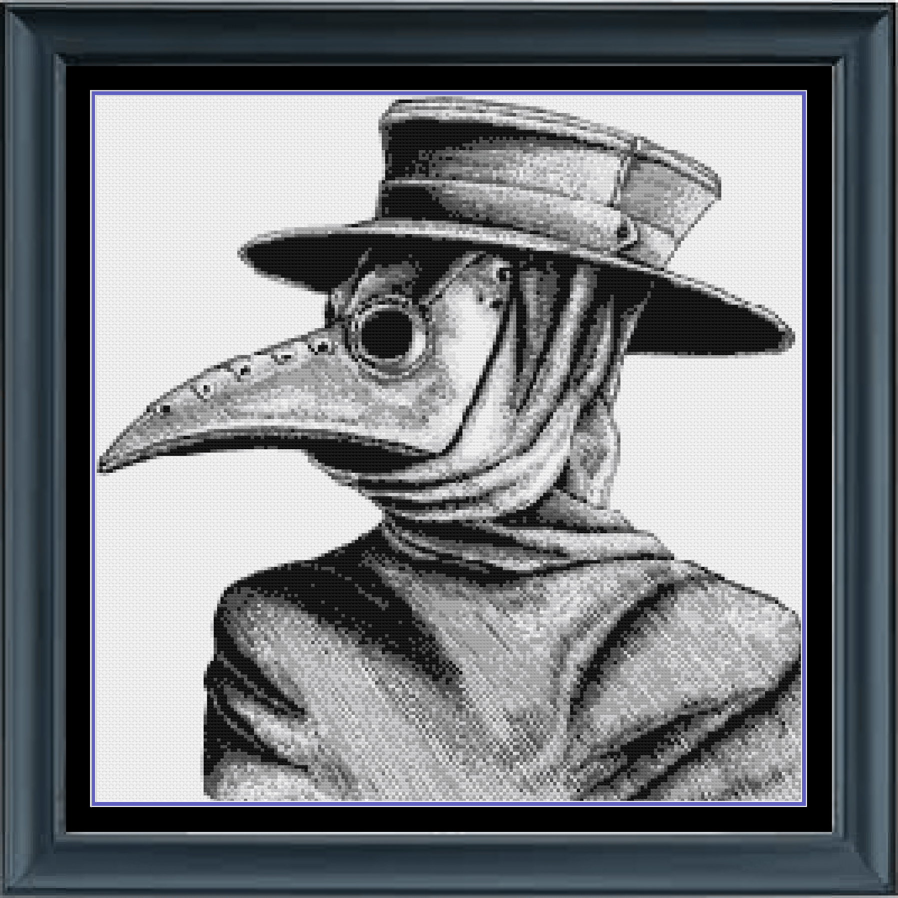 Plague Doctor Greyscale Counted Cross Stitch Pattern Instant PDF Downl ...