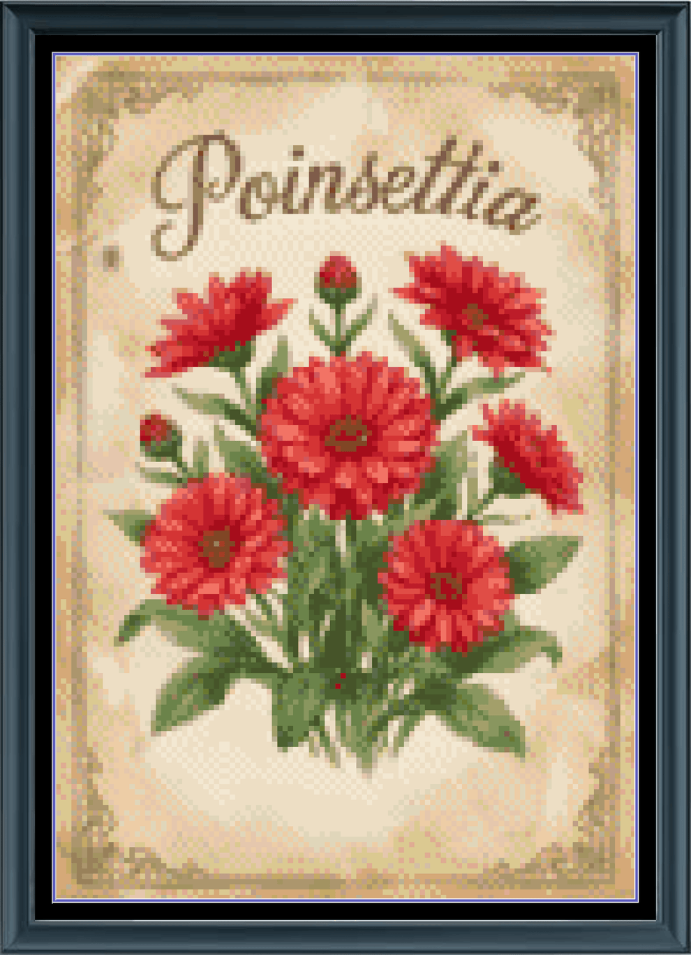 Poinsettia Winter Flower Full Coverage Counted Cross-Stitch Pattern (D ...