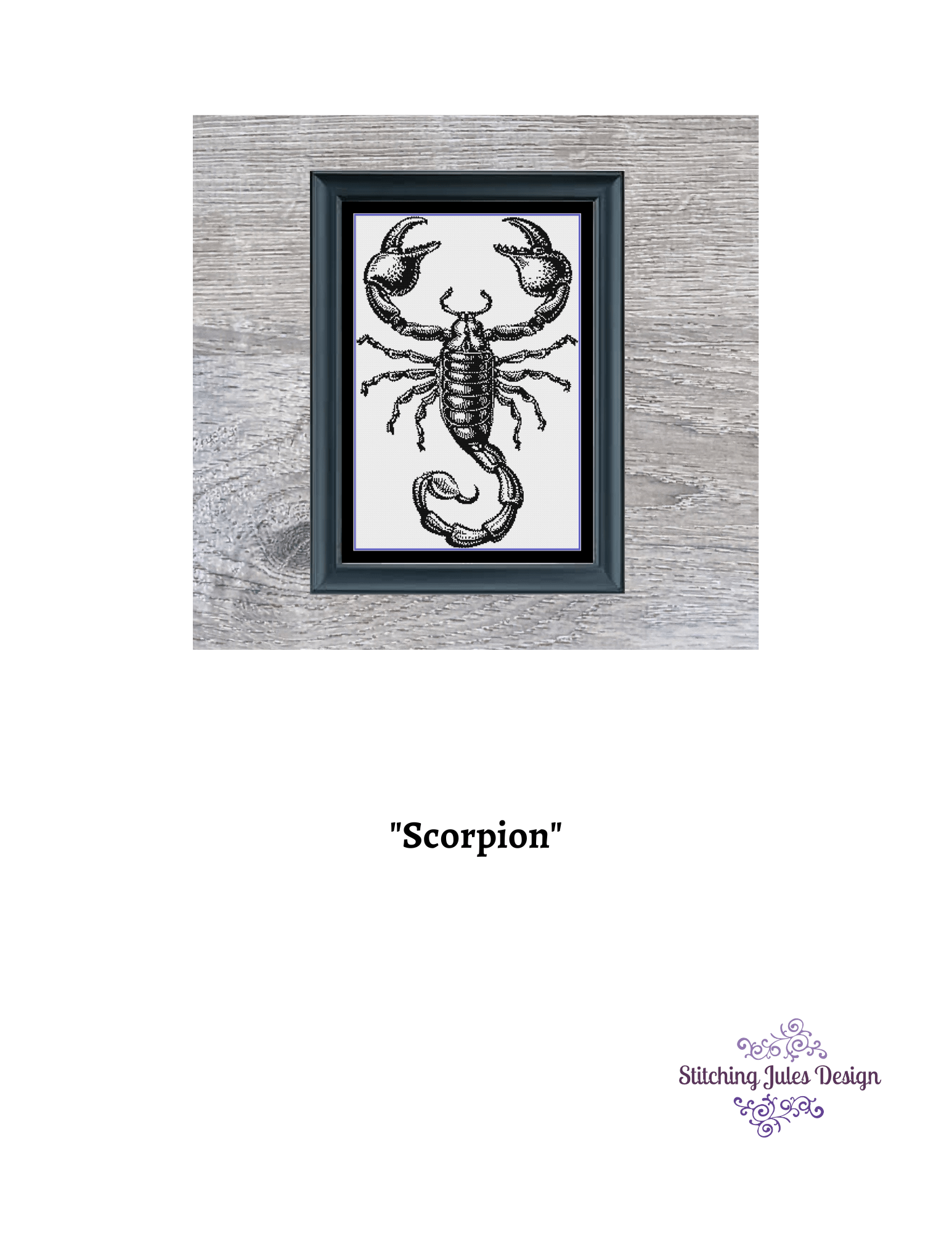 Scorpion Monochrome Blackwork Cross Stitch Pattern | Instant PDF Downl ...