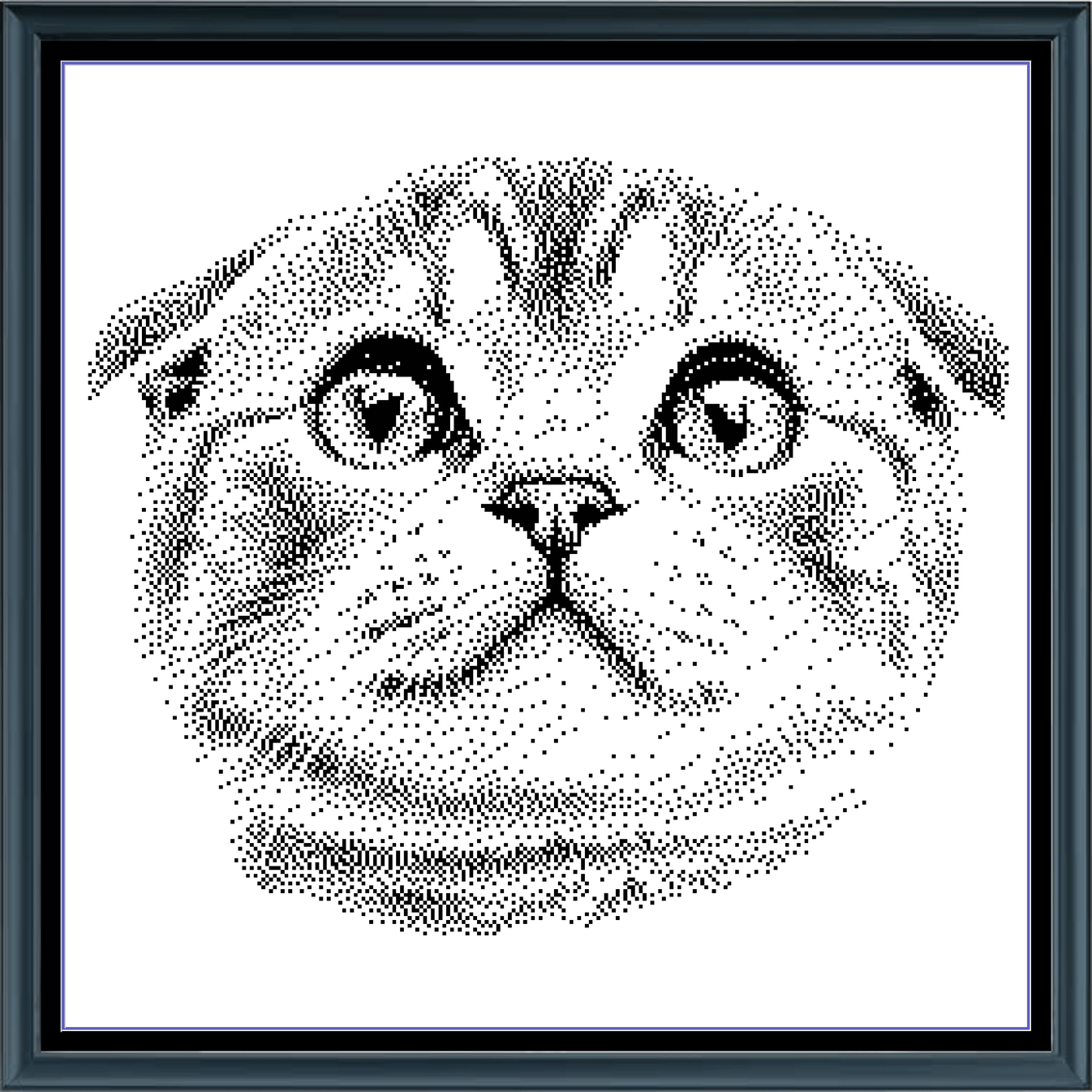 Scottish Fold Cat Breed Monochrome Counted Cross-Stitch Pattern (Digit ...