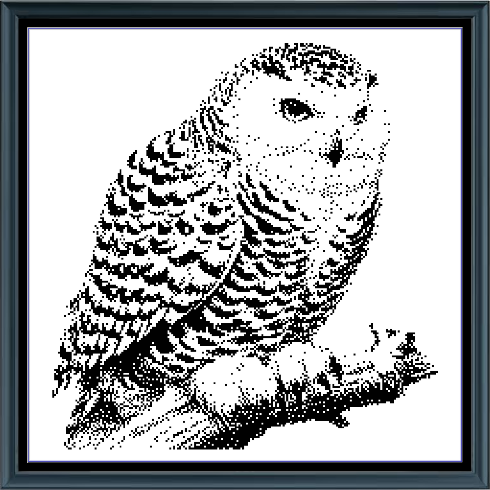 Snowy Owl Wildlife Bird Winter Monochrome Blackwork Counted Cross Stit ...