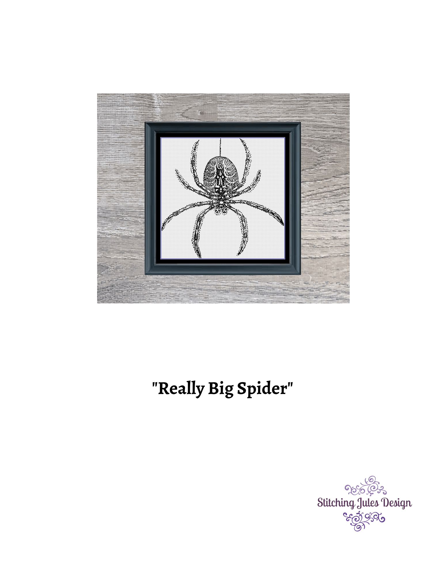 Spider Cross Stitch Pattern | Scary Cross Stitch Pattern | Monochrome - Stitching Jules Design