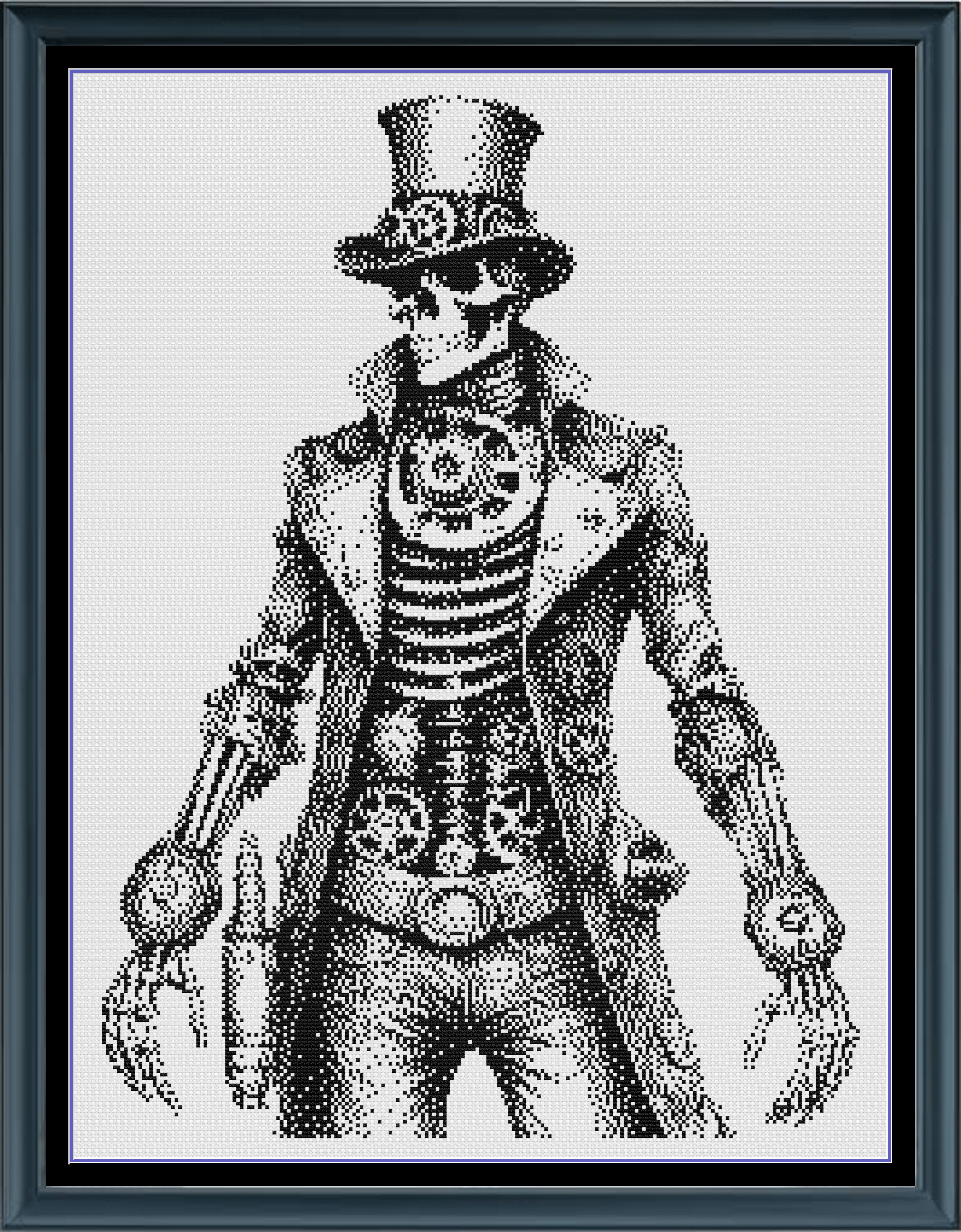 Steampunk Skeleton Halloween Cool Gothic Counted Cross Stitch Pattern ...