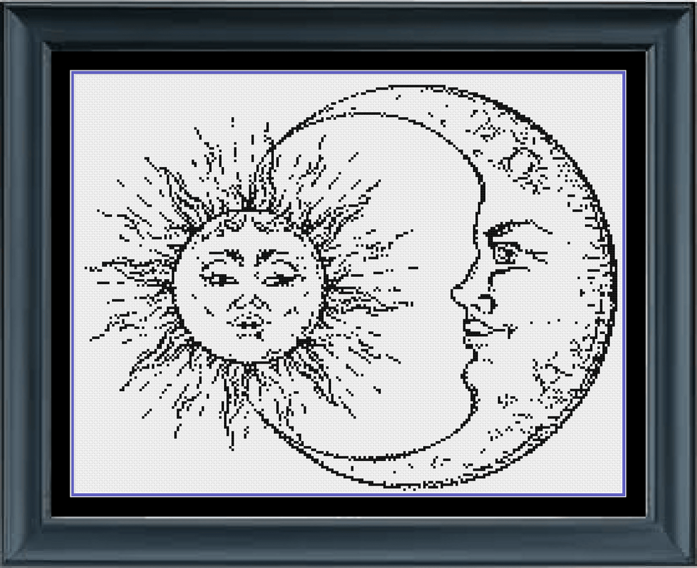 Sun And Moon Counted Cross Stitch Pattern | Astronomy Cross Stitch Pat ...