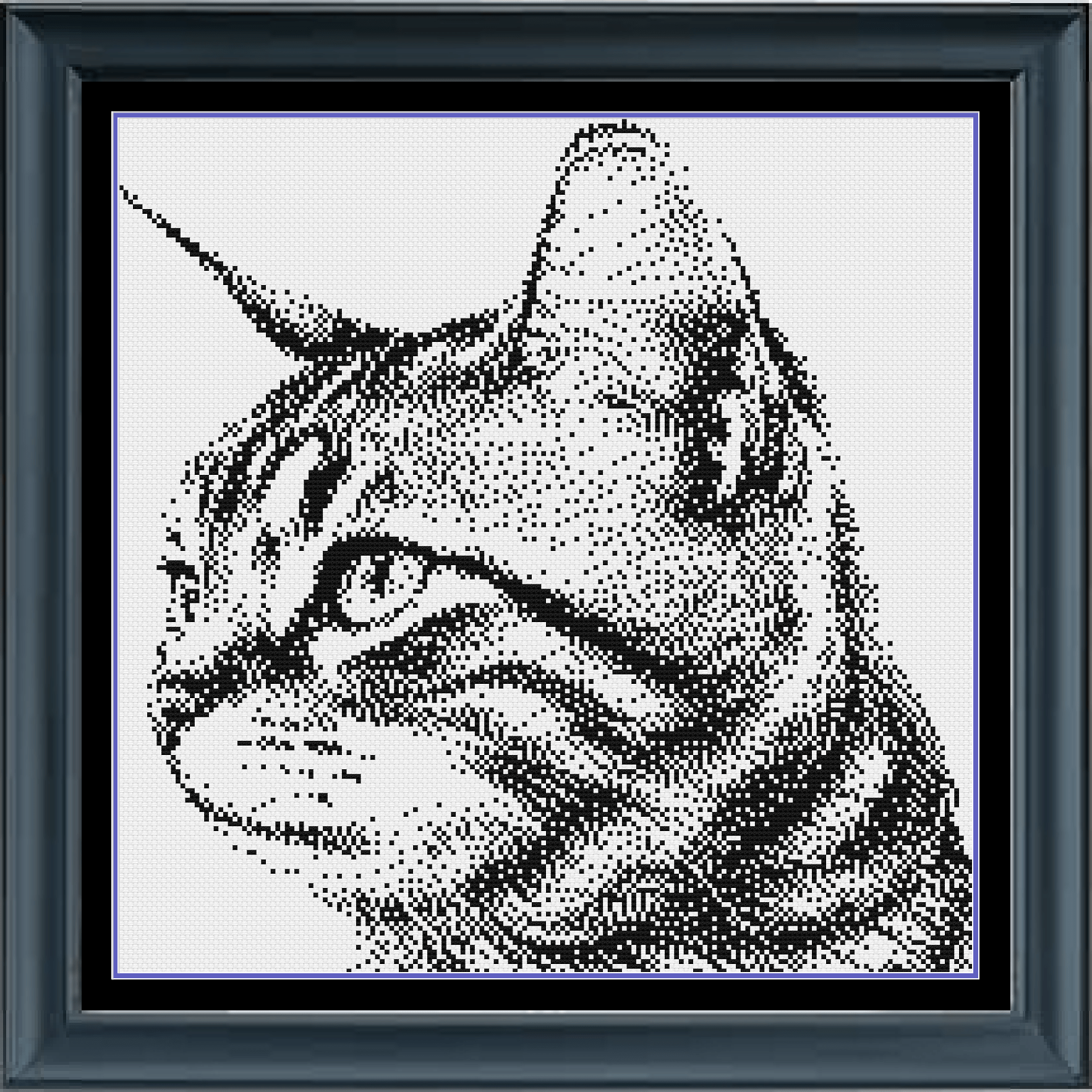 Tabby Cat Cross-Stitch Pattern | Feline Cross Stitch Pattern | Monochr ...