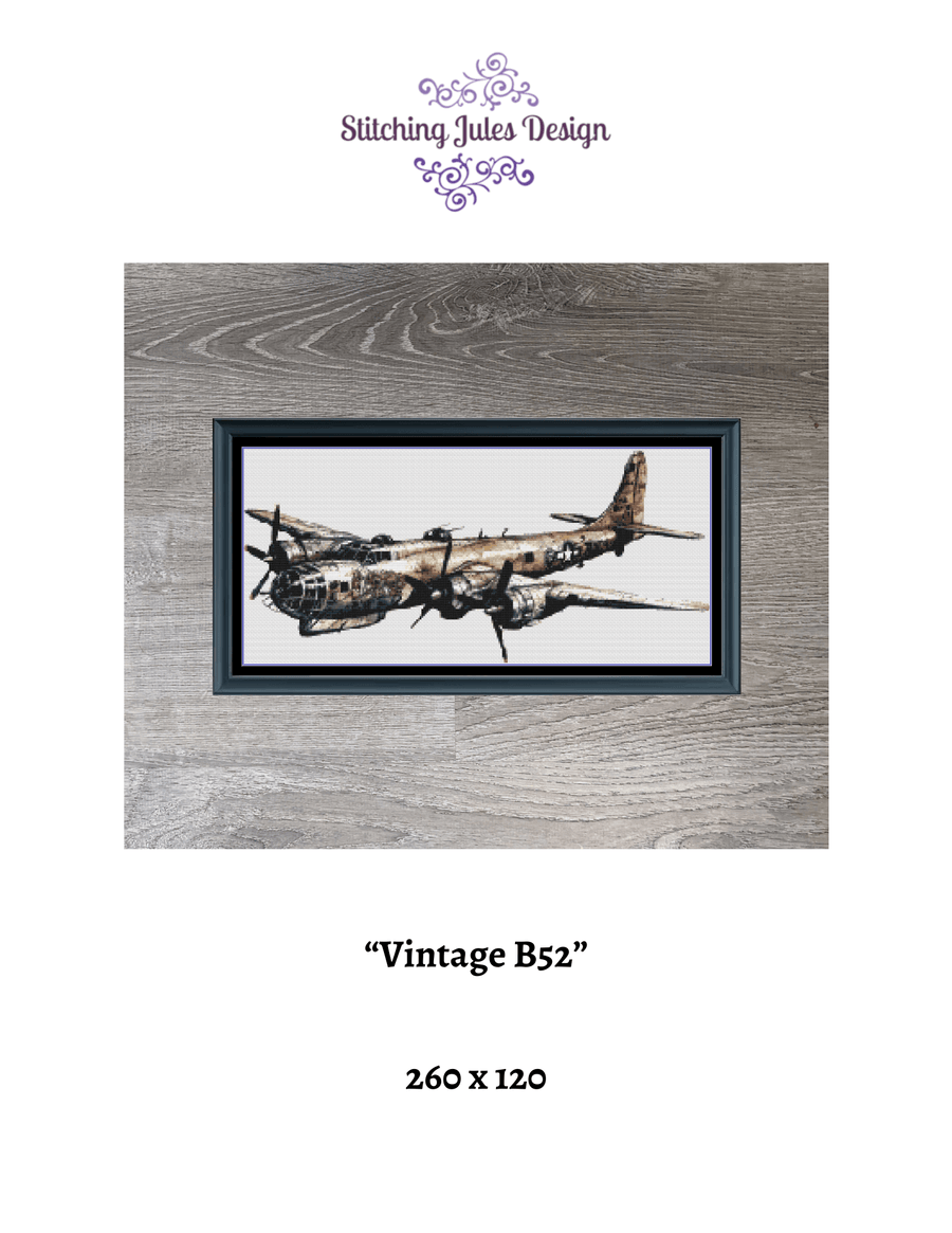 Vintage B-52 WW2 Airplane Counted Cross-Stitch Pattern | Instant Downl ...