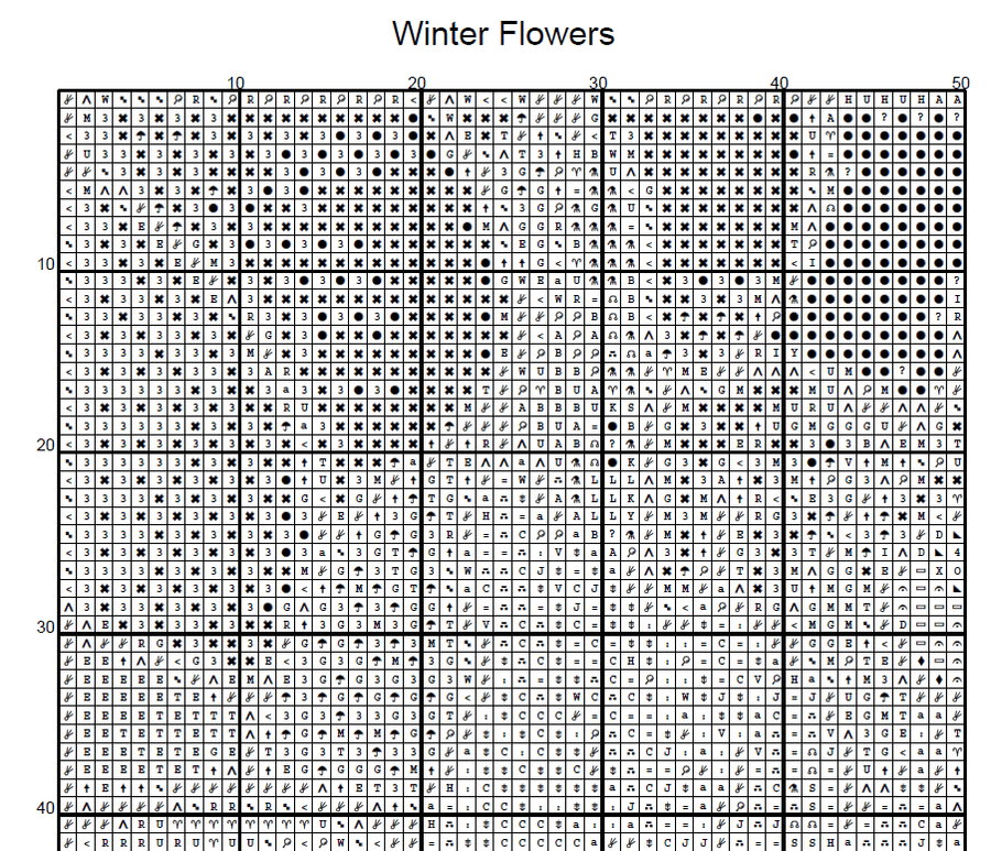 Winter Flowers Floral Full Coverage Counted Cross Stitch Pattern Digit ...