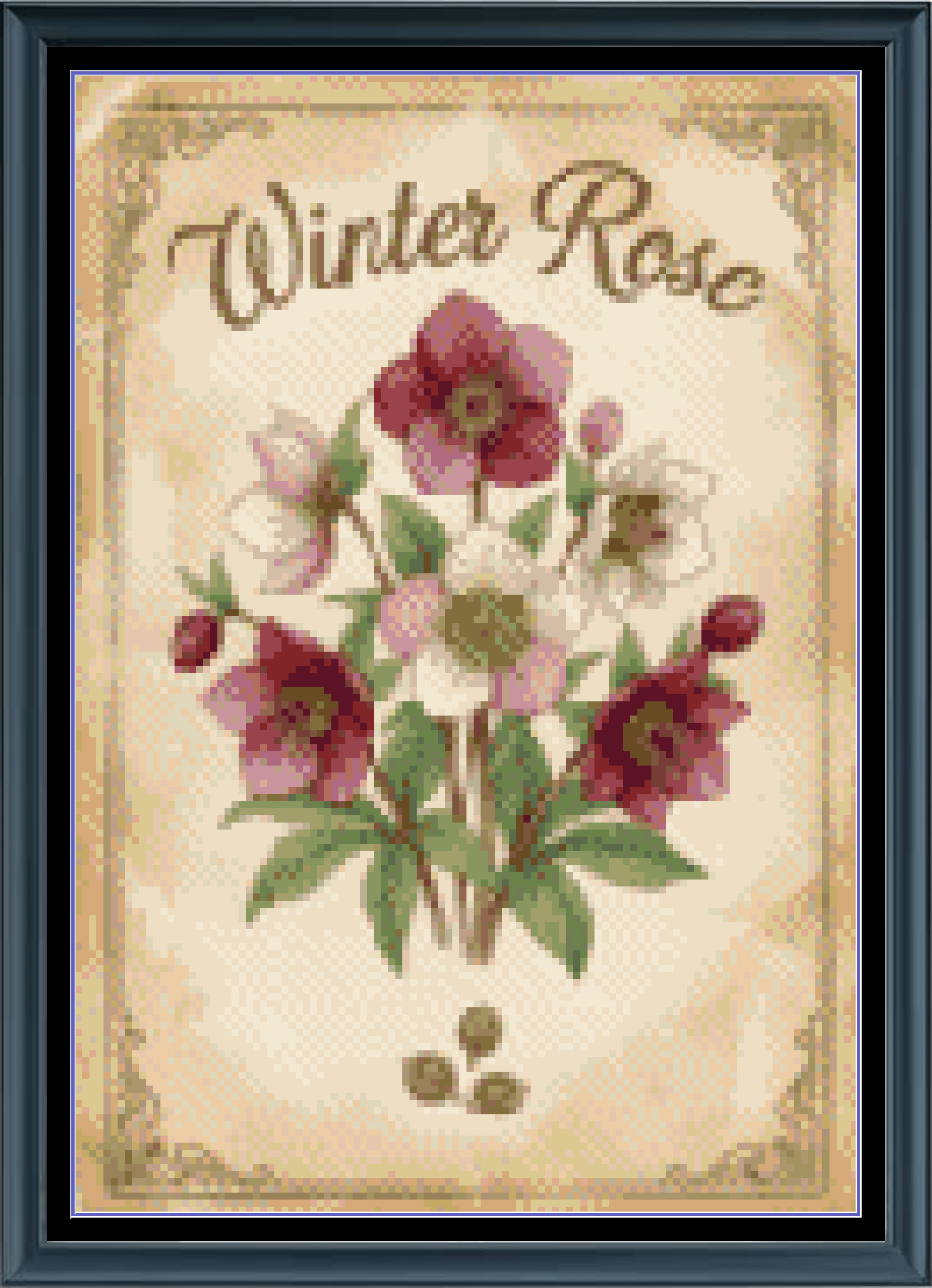 Winter Rose Flower Full Coverage Counted Cross-Stitch Pattern (Digital ...