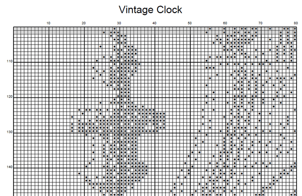 Vintage Clock Time Piece Monochrome Blackwork Counted Cross Stitch Pat ...