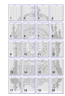 Vintage Clock Time Piece Monochrome Blackwork Counted Cross Stitch Pat ...